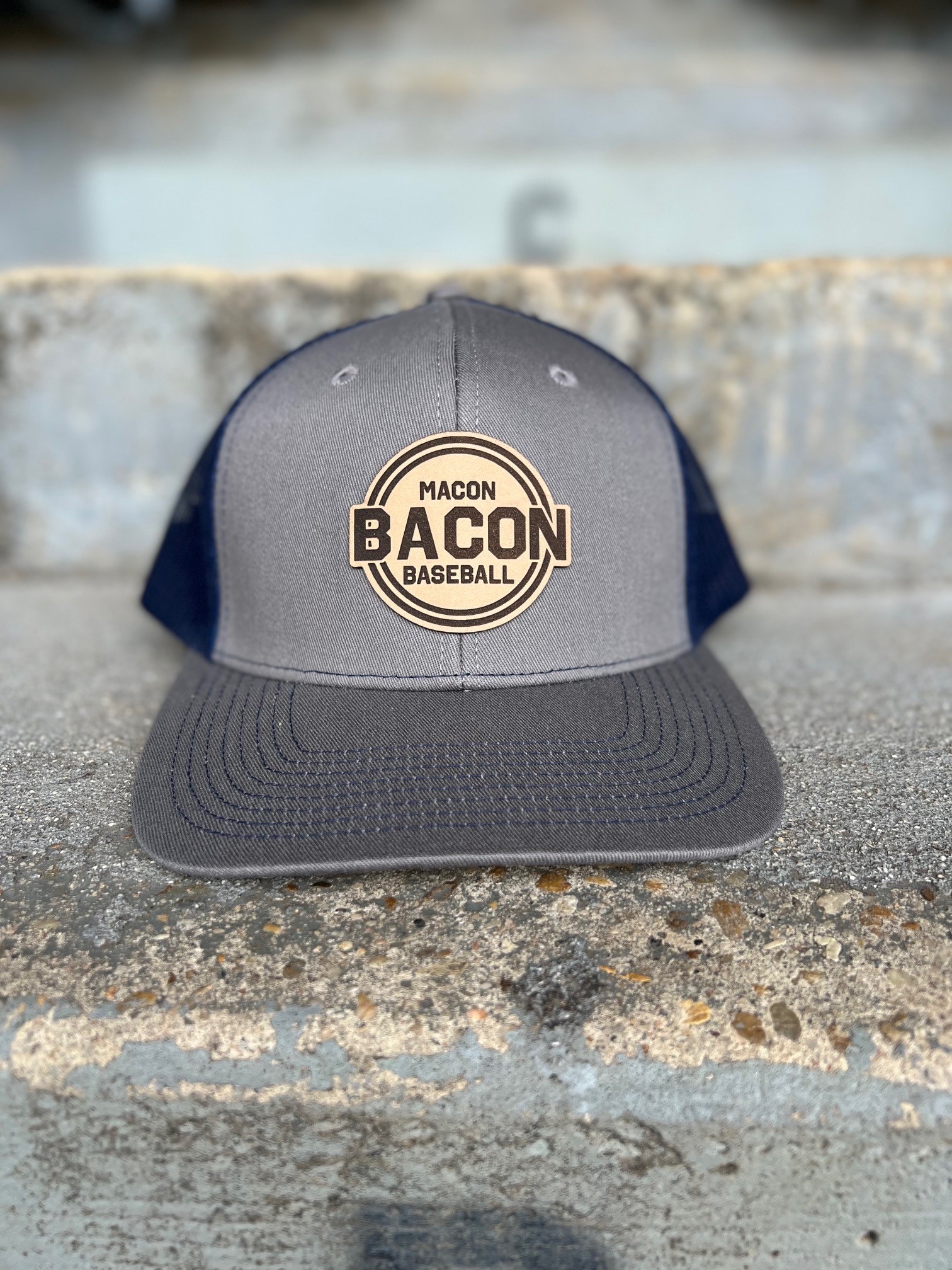 Macon Bacon Leather Patch Trucker Hat